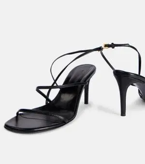 Khaite Loop 75 Leather Sandals - Black