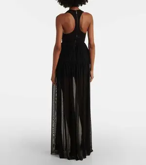 David Koma Jersey And Chiffon Gown
