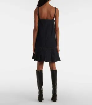 GANNI Pleated Denim Minidress