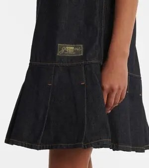 GANNI Pleated Denim Minidress
