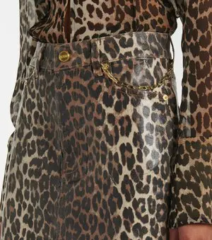 GANNI Leopard-print Denim Skirt
