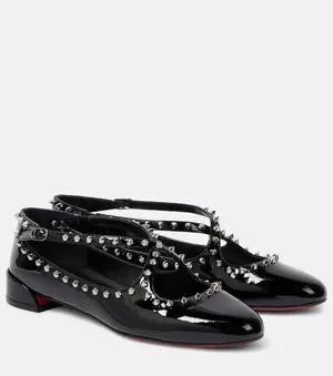 CHRISTIAN LOUBOUTIN Pilouta Jane Spiked Ballet Flats - Black