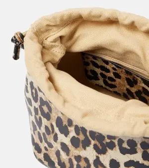 GANNI Bou Leopard-print Bucket Bag - Brown