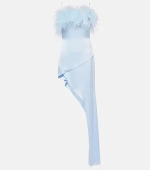 David Koma Feather-trimmed Cocktail Dress - Blue