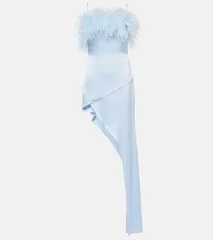 Women's Feather Trim Evening Dresses