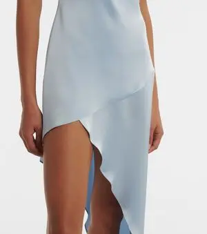 David Koma Feather-trimmed Satin Cocktail Dress