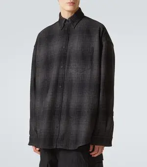 Balenciaga Checked Wool-blend Flannel Shirt