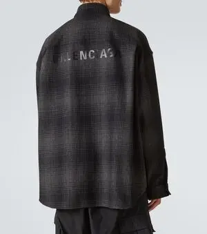 Balenciaga Checked Wool-blend Flannel Shirt