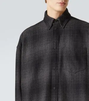 Balenciaga Checked Wool-blend Flannel Shirt
