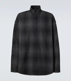 Balenciaga Checked Wool-blend Flannel Shirt - Black