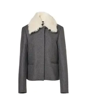 TOTEME Shearling-trimmed Wool-blend Jacket - Grey
