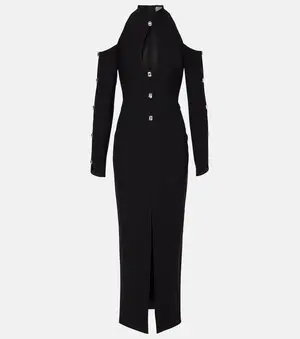RASARIO Crystal-embellished Crêpe Midi Dress - Black