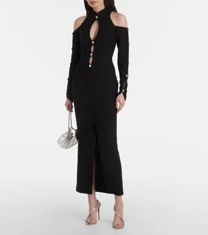 RASARIO Crystal-embellished Crêpe Midi Dress
