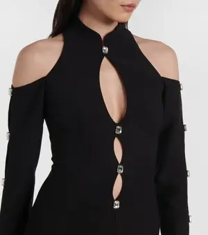 RASARIO Crystal-embellished Crêpe Midi Dress