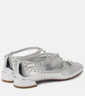 CHRISTIAN LOUBOUTIN Pilouta Jane Spikes Ballet Flats - Silver