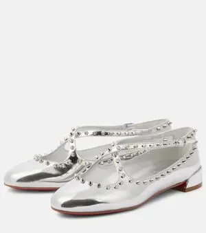 CHRISTIAN LOUBOUTIN Pilouta Jane Spikes Ballet Flats - Silver