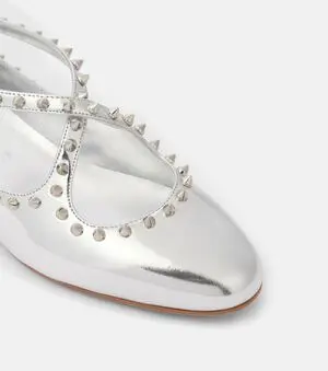 CHRISTIAN LOUBOUTIN Pilouta Jane Spikes Ballet Flats - Silver