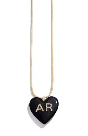 Baublebar BaubleBar Custom Initial Enamel Heart Pendant Black