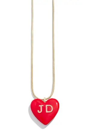 Baublebar BaubleBar Custom Initial Enamel Heart Pendant Red