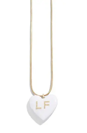 Baublebar Custom Initial Enamel Heart Pendant - White