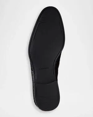 Magnanni Vicente Croc Leather Penny Loafers - Black