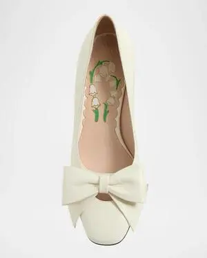 Valentino Garavani Bowow Leather Pumps - Ivory