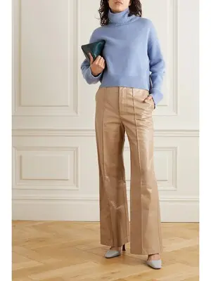 Marni Pintucked Wide-leg Leather Pants