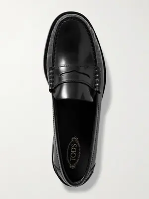 TOD'S Gathered Leather Loafers - Black