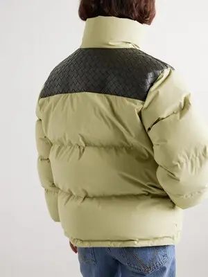 Bottega Veneta Quilted Intrecciato Leather-trimmed Down Jacket