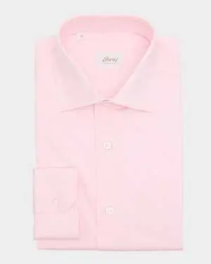 Brioni Cotton Textured Dress Shirt Pink/white