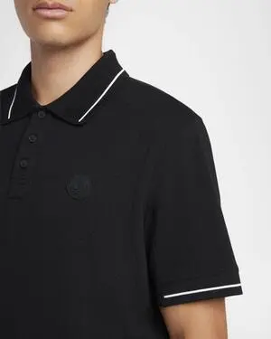 Moncler Apos;s Cotton Tipped Polo Shirt - Black