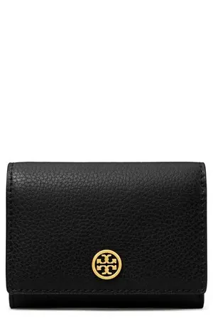 Tory Burch Robinson Leather Bifold Card Case - Black
