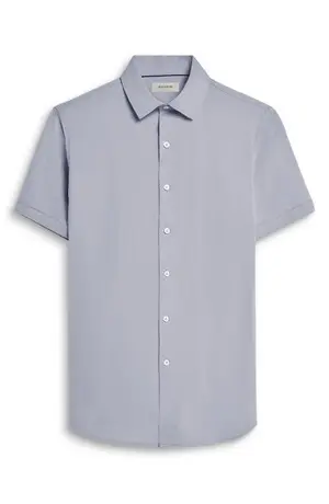 Bugatchi Miles Ooohcotton® Solid Short Sleeve Button-up Shirt - Platinum