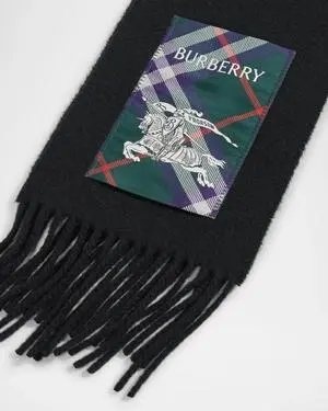 Burberry Apos;s Cashmere Scarf With Ekd Label - Black