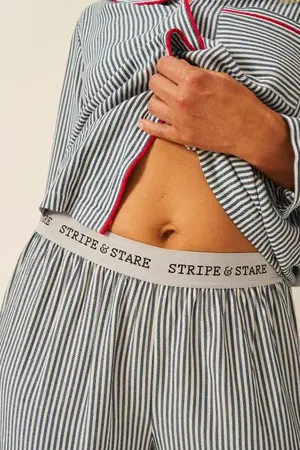 STRIPE & STARE Ecovero Pyjama Bottoms - Midnight Stripe