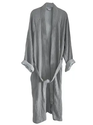 Anaya Crinkled Cotton Cuddle Robe - Charcoal Grey