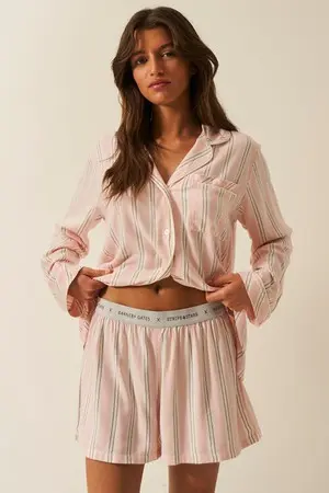 STRIPE & STARE Ecovero Pyjama Shorts Barneby Gates Pink