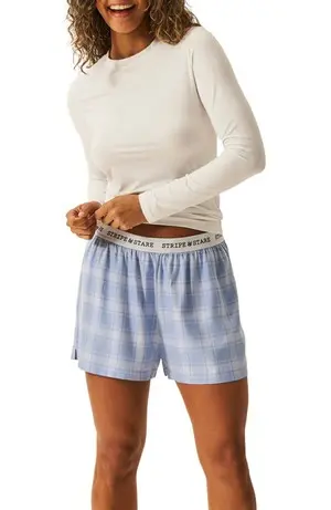 STRIPE & STARE Ecovero Pyjama Shorts - Blue Check
