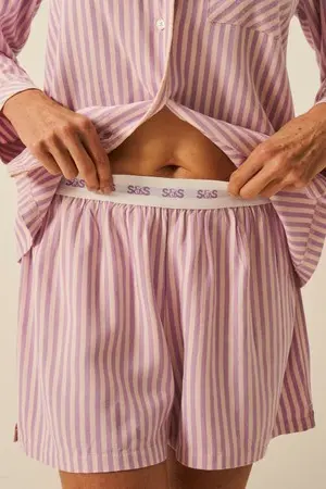 STRIPE & STARE Ecovero Pyjama Shorts Lavender Haze Stripe