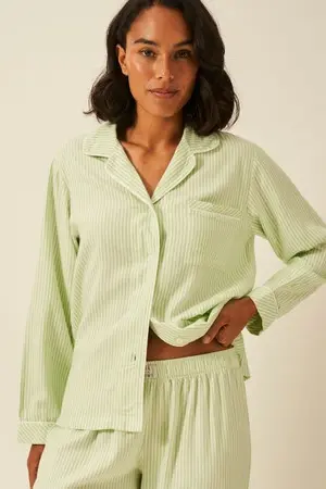 STRIPE & STARE Ecovero Pajama Top Matcha Stripe