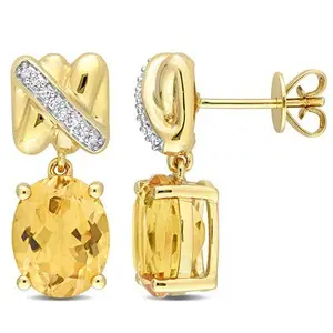 JULIANNA B. Julianna B. 14K Gemstone And Diamond Drop Earrings Citrine/gold
