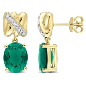 JULIANNA B. Julianna B. 14K Gemstone And Diamond Drop Earrings Emerald/gold
