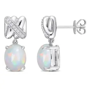 JULIANNA B. 14k Gemstone And Diamond Drop Earrings - Opal/white Gold