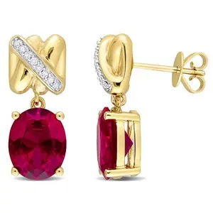 JULIANNA B. Julianna B. 14K Gemstone And Diamond Drop Earrings Ruby/gold
