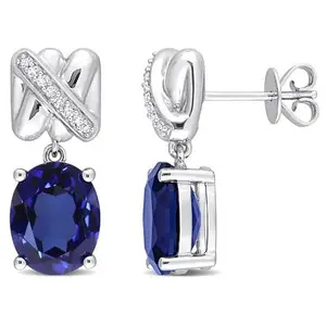 JULIANNA B. Julianna B. 14K Gemstone And Diamond Drop Earrings Sapphire/white Gold