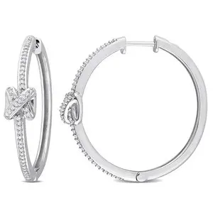 JULIANNA B. Diamond Crossover Hoop Earrings - White Gold
