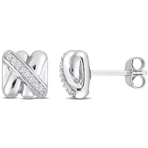 JULIANNA B. Julianna B. Diamond Crossover Stud Earrings 14k White Gold