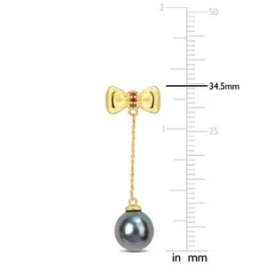 JULIANNA B. Tahitian Pearl And Gem Bow Dangle Earrings