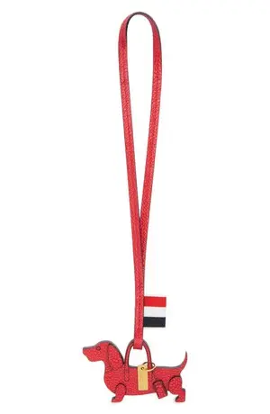 Thom Browne Hector Pebble Grain Leather Bag Charm - Red
