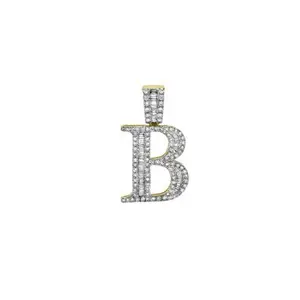 LUVMYJEWELRY B Initial Diamond Pendant - 10k Yellow Gold -